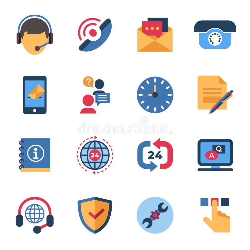 Call Center and Business Feedback Support Icons Stock Illustration ...
