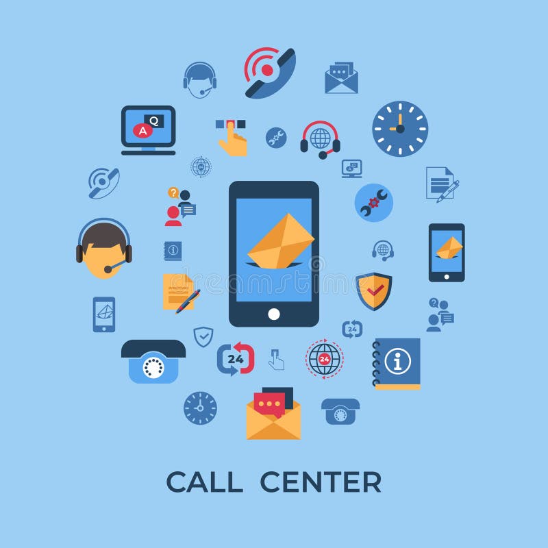 Call Center and Business Feedback Support Icons Stock Illustration ...