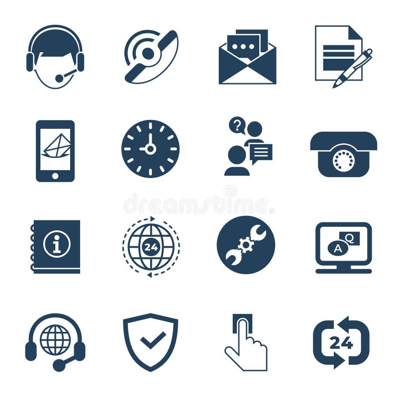 Call Center and Business Feedback Support Icons Stock Illustration ...