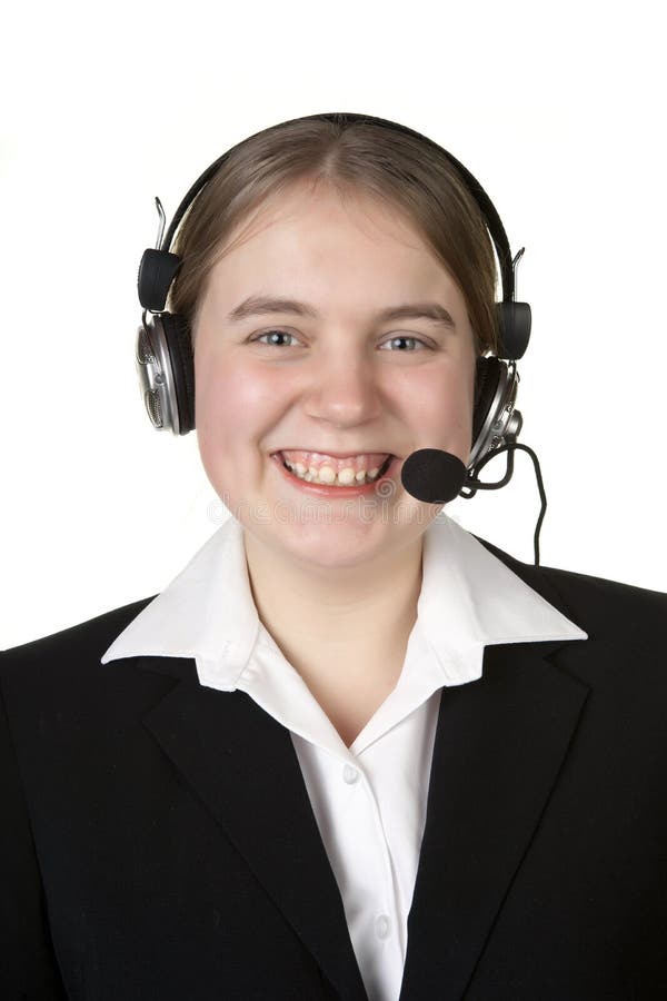 Call Center Business Girl with Headset Stock Image - Image of white ...