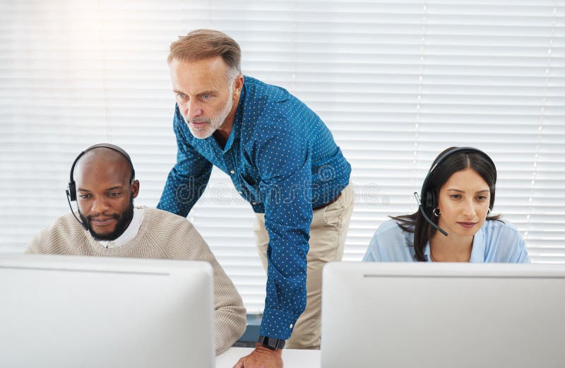 Call Center, Business People or Computer Training in Office for ...