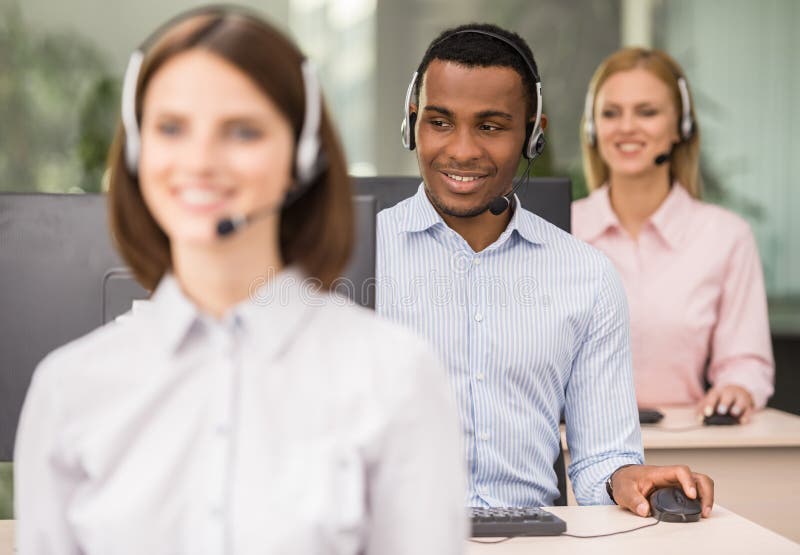 Korean Girl in Call Center with Colleagues. Stock Photo - Image of ...
