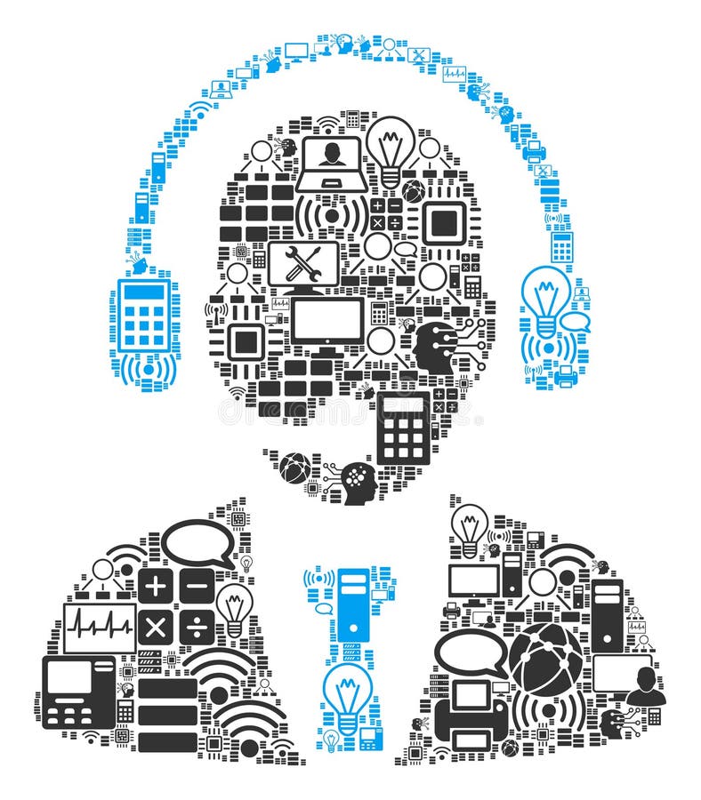 Call Center Collage Icon For Bigdata And Computing Stock Vector