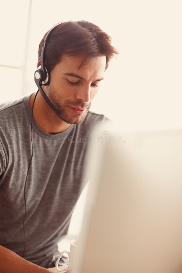 Call Center, Computer and Man Thinking of Information Technology ...