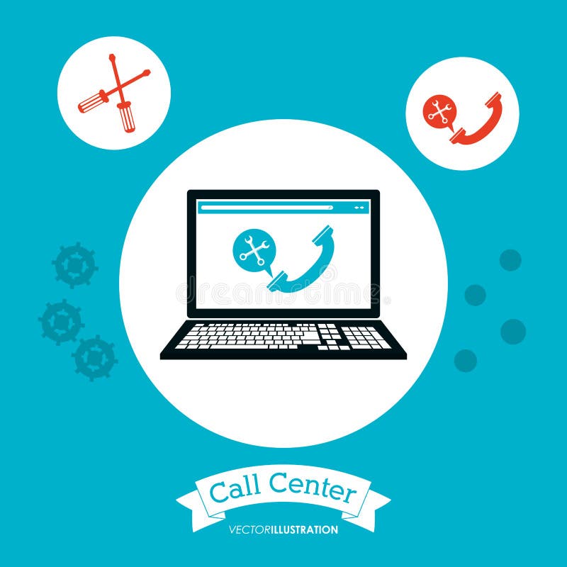 Computer Call Center Service Icons Stock Vector - Illustration of ...