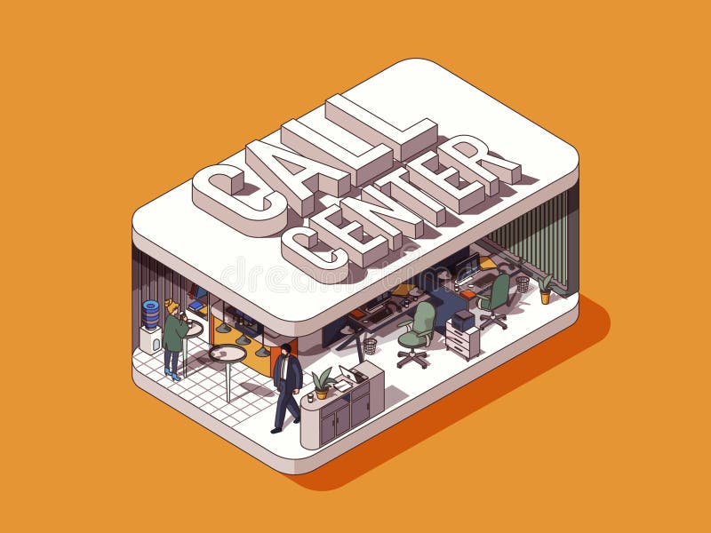 Call Center Concept in 3d Isometric Graphic Design. Stock Illustration ...