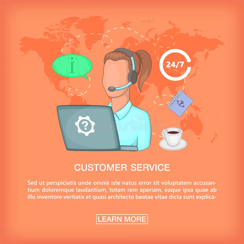 Call Center Concept Girl Support, Cartoon Style Stock Vector ...