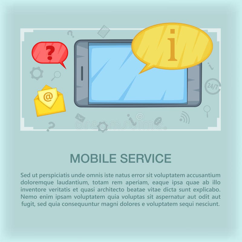 Call Center Concept Mobile, Cartoon Style Stock Vector - Illustration ...