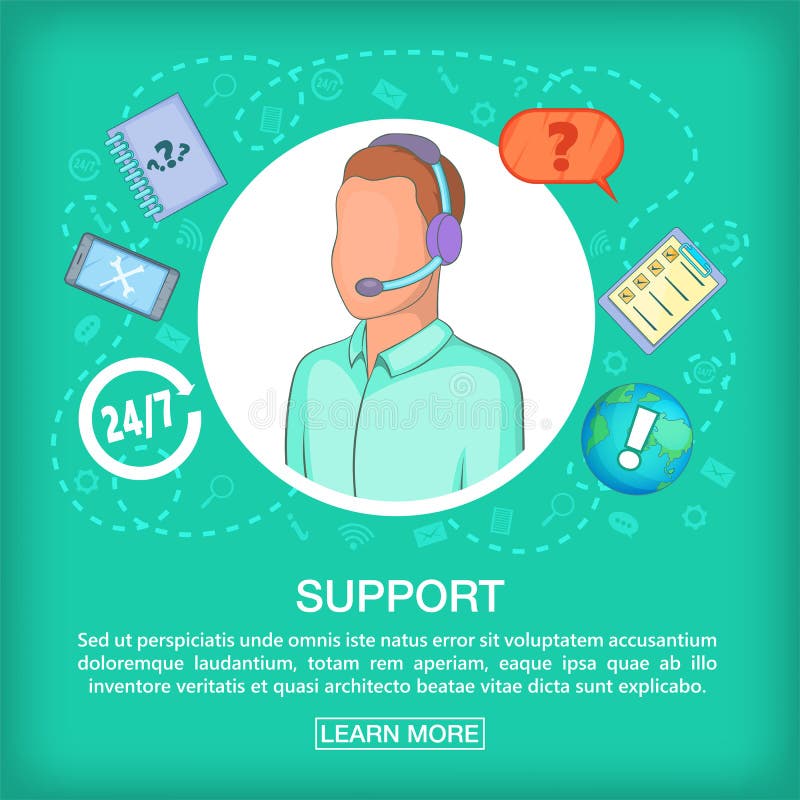 Call Center Concept Support Voice, Cartoon Style Stock Vector ...