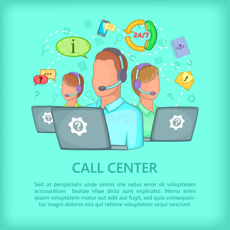 Call Center Concept Team, Cartoon Style Stock Vector - Illustration of ...