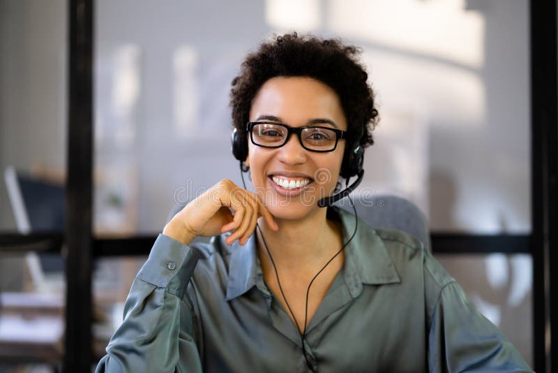 Call Center Customer Care African American Stock Image - Image of ...