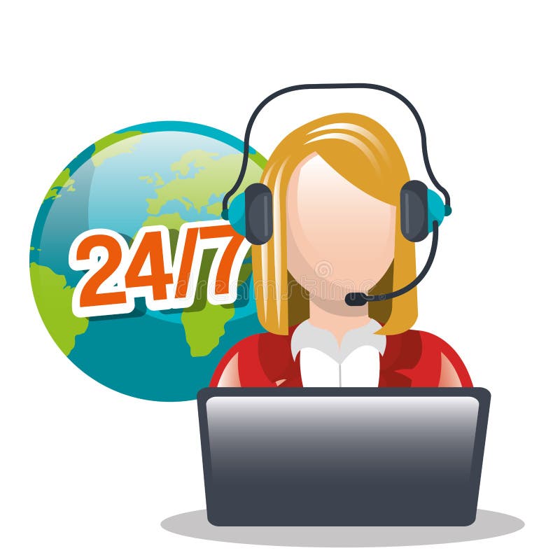 Call Center and Customer Service Stock Illustration - Illustration of ...