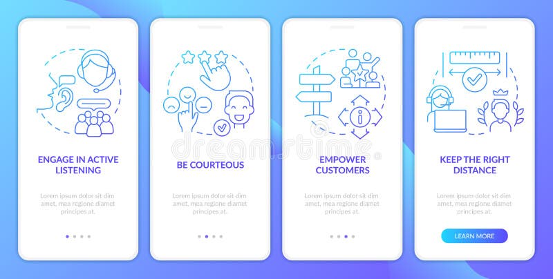 Call Center Customer Service Work Blue Gradient Onboarding Mobile App ...