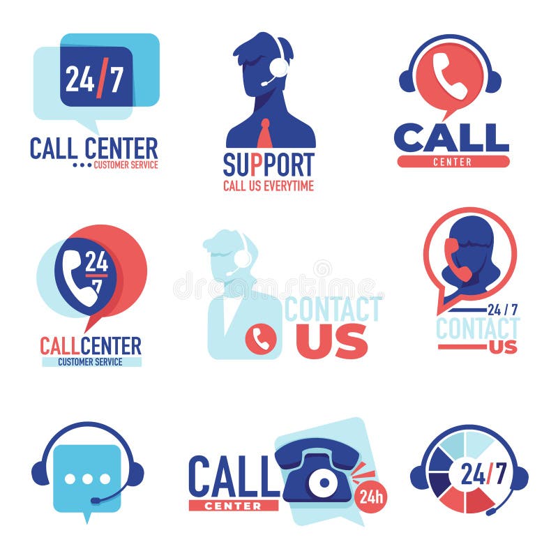 Call Center, Customer Support 24 7 Communication and Help Vector Stock ...