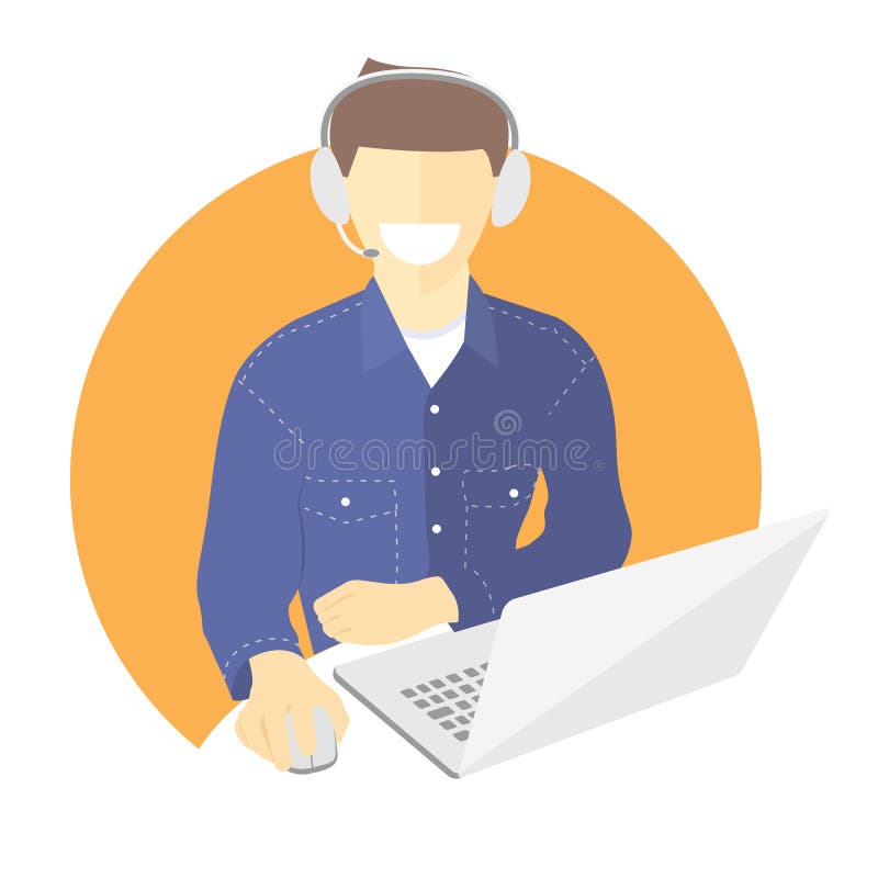 Call Center Customer Support Icon, Flat Design Isolated Sign Stock ...