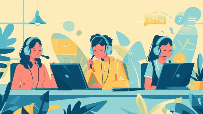 Call Center, Customer Support, Call Center. Illustration in Flat Style ...