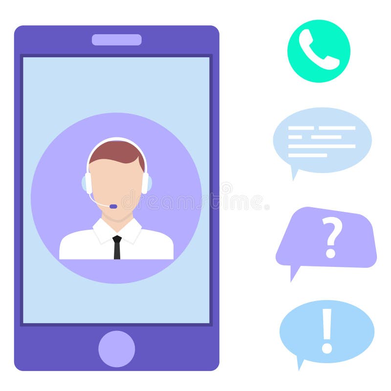 Call Center, Customer Support on a Smartphone. Vector Illustration ...