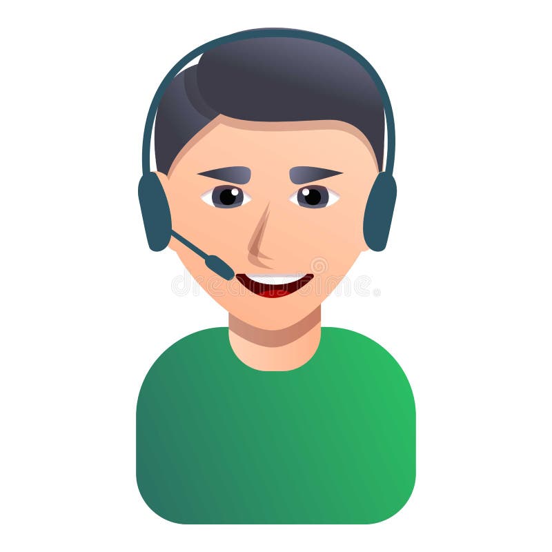 Sad Call Center Man Icon, Cartoon Style Stock Vector - Illustration of ...