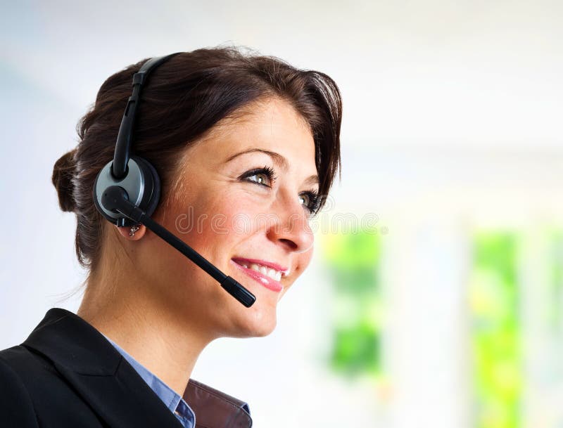 Call Center Employee Smiling Stock Image - Image of operator, headset ...