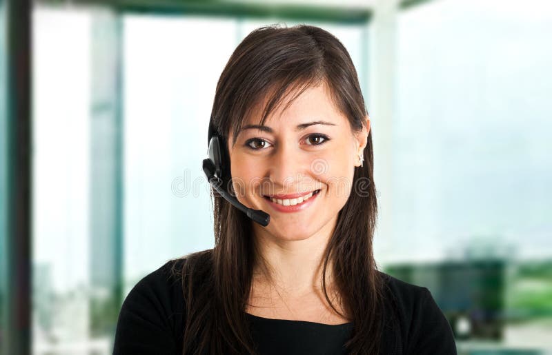 Call Center Employee Smiling Stock Photo - Image of businesswoman ...