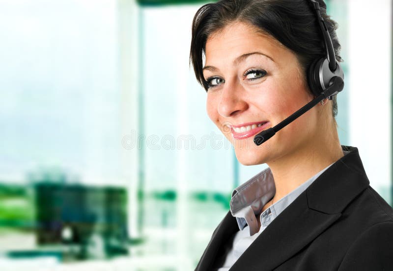 Call Center Employee Smiling Stock Image - Image of businesswoman ...