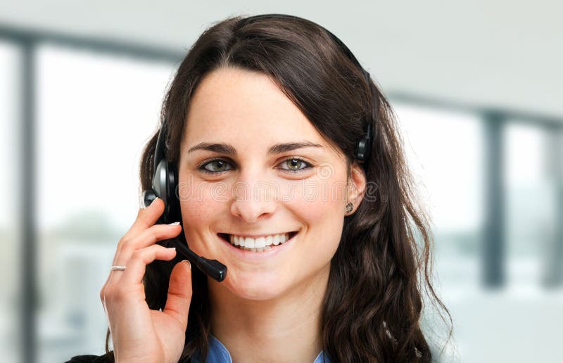 Call Center Employee Smiling Stock Image - Image of company, business ...