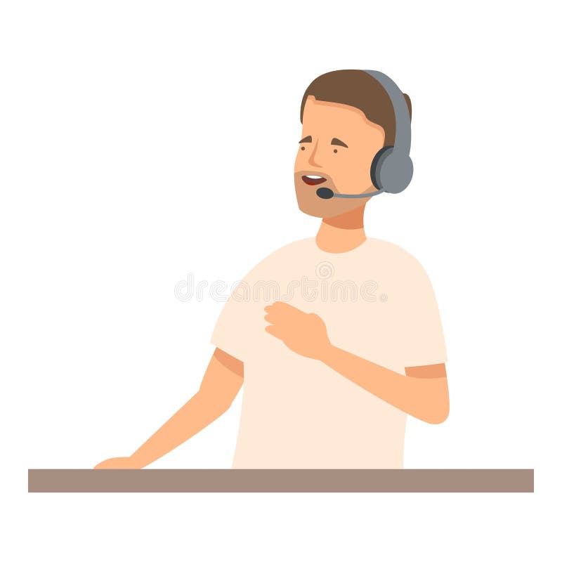 Call Center Agent Talking To Customer Using Headset Stock Vector ...