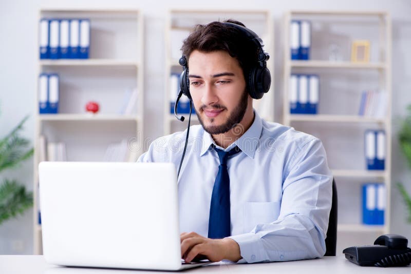 The Call Center Employee Working in Office Stock Image - Image of ...