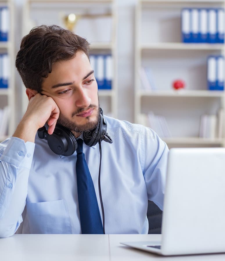 Call Center Employee Working in Office Stock Photo - Image of center ...