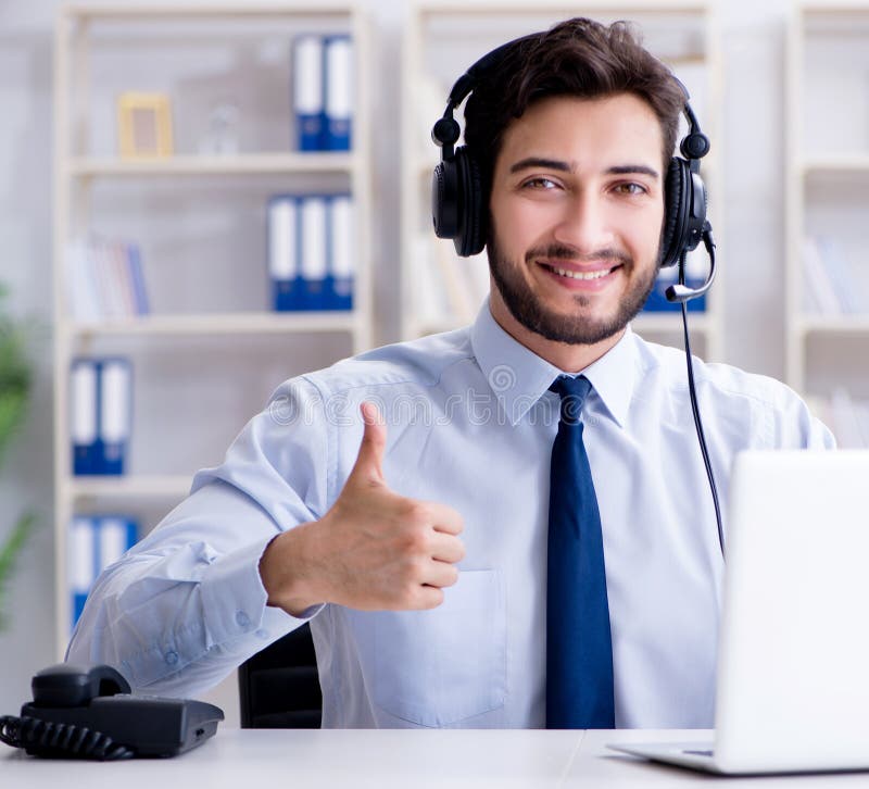 Call Center Employee Working in Office Stock Photo - Image of business ...