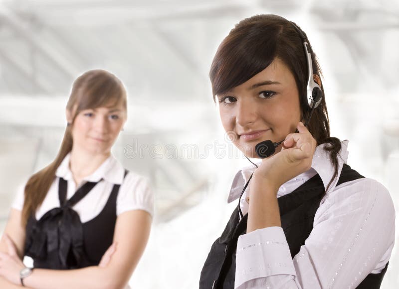 Call Center Employees with Headset Stock Photo - Image of female ...