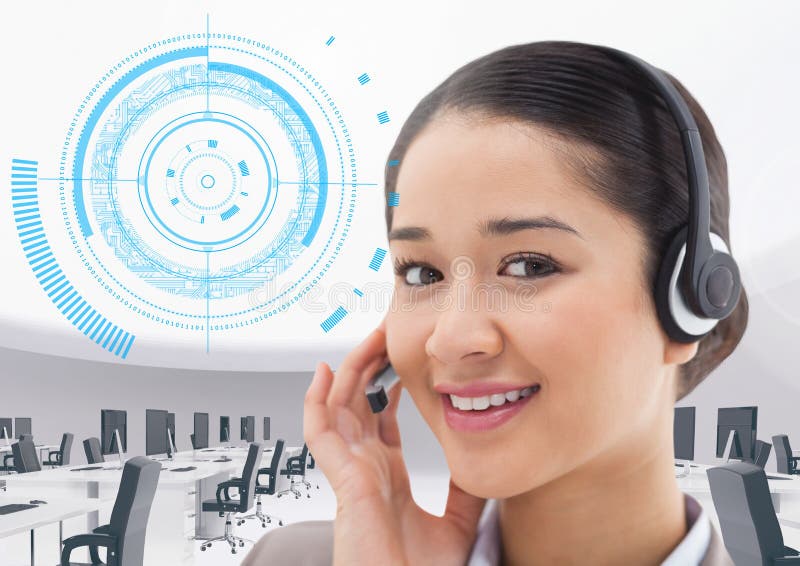 Call Center Executive with Office and Interface Stock Photo - Image of ...