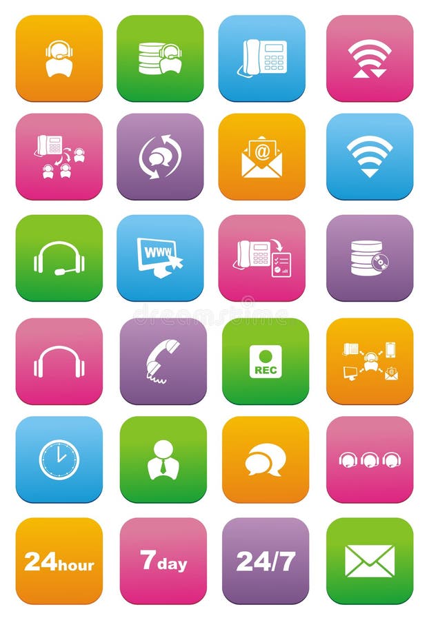 Call Center Round Icon Sets Stock Vector - Illustration of chat ...