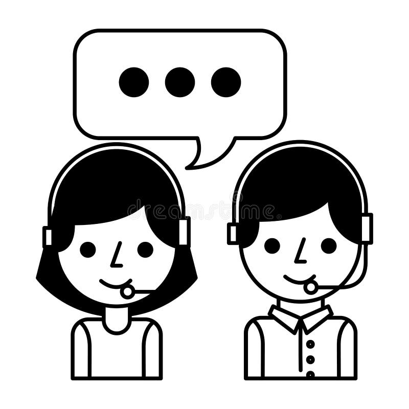 Call Center Girl and Boy Speech Bubble Stock Vector - Illustration of ...