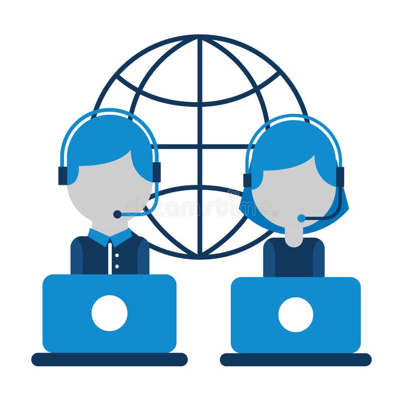 Call Center Girl and Boy Speech Bubble Stock Vector - Illustration of ...