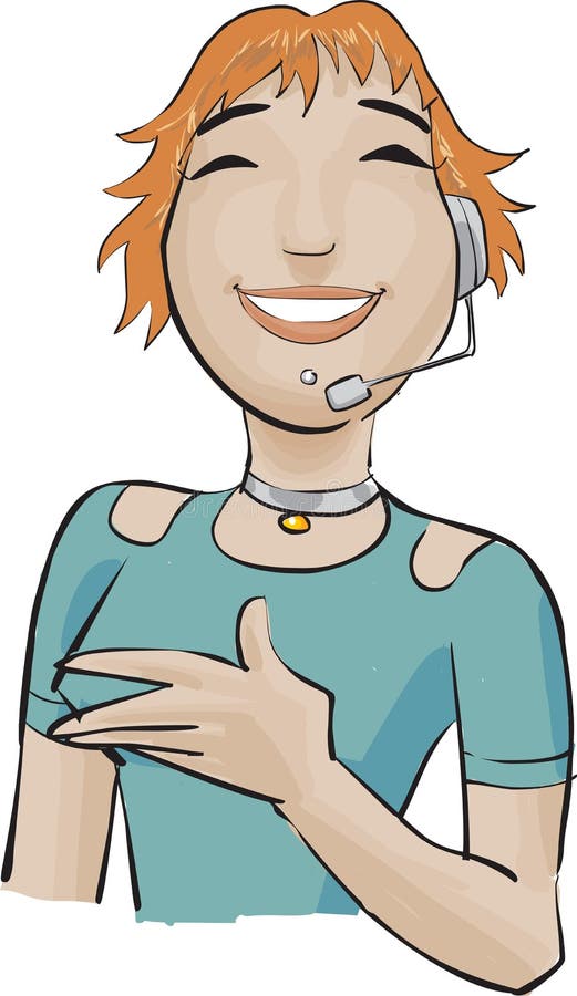 Call Center Girl with a Green Stock Vector - Illustration of female ...