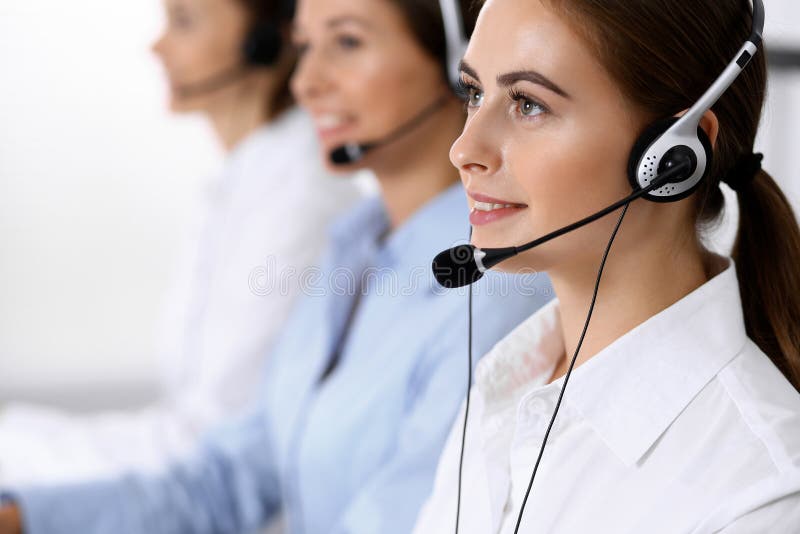 Call Center. Group of Operators at Work Stock Image - Image of group ...
