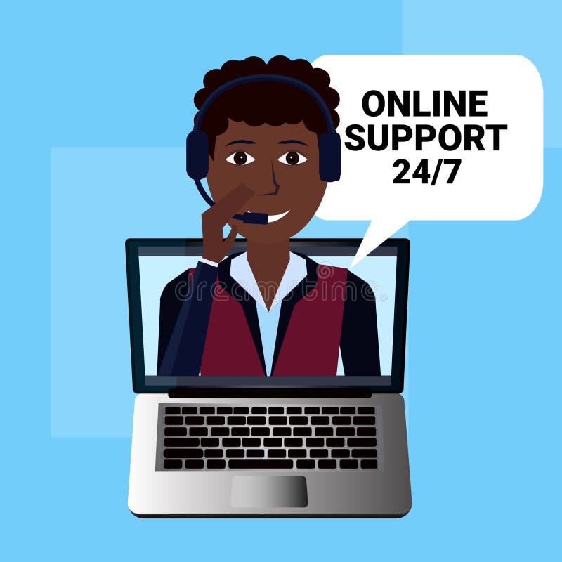 Call Center Headset Agent African Man Bubble Client Support Online ...