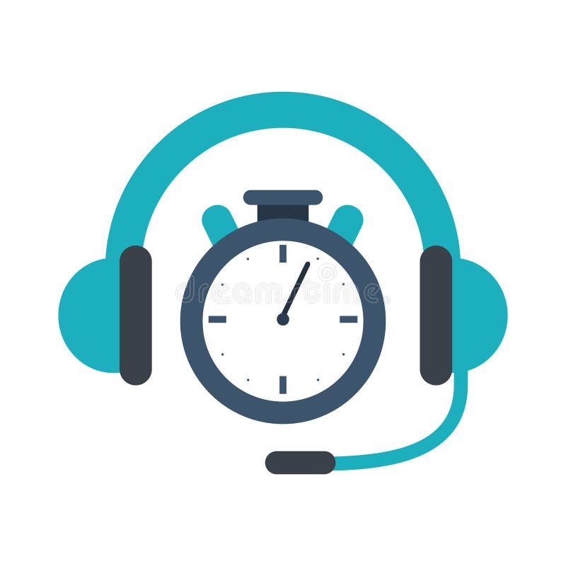 Call Center Headset and Clock Timer Stock Vector - Illustration of ...