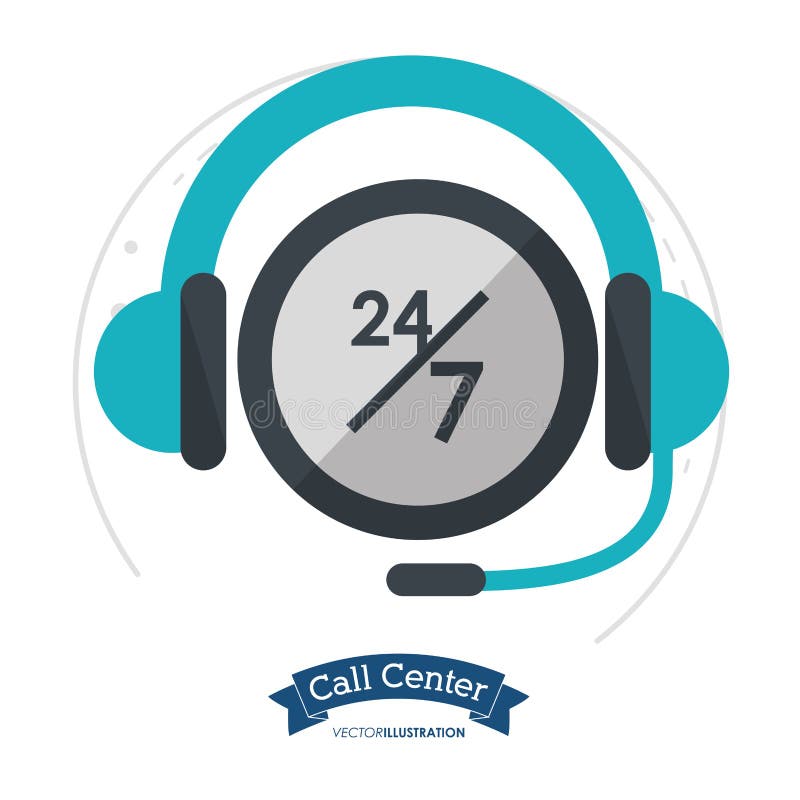 Call Center Headset 24 Hours 7 Day always Stock Illustration ...