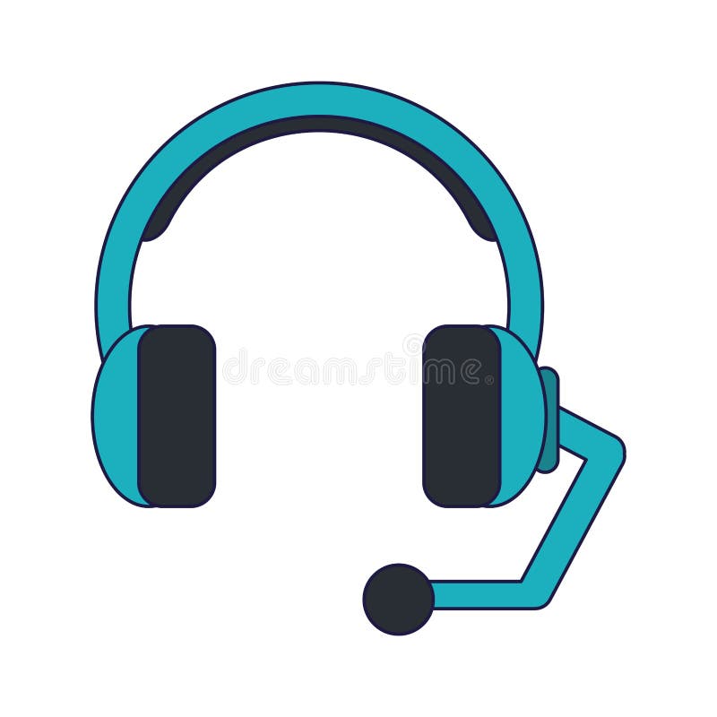 Call Center Headset Symbol Blue Lines Stock Vector - Illustration of ...