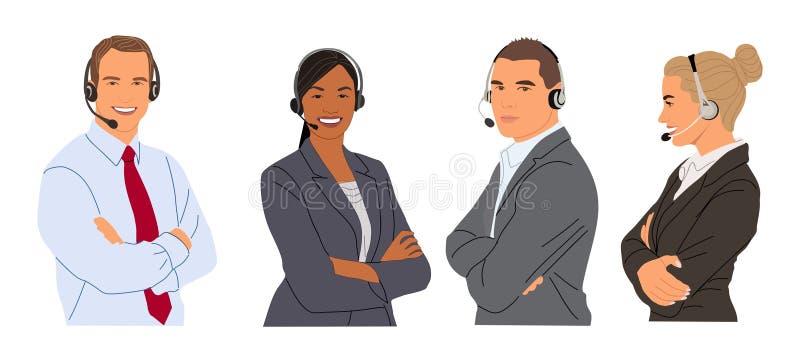 Call Center Hotline Agent Vector Isolated on White Stock Vector ...