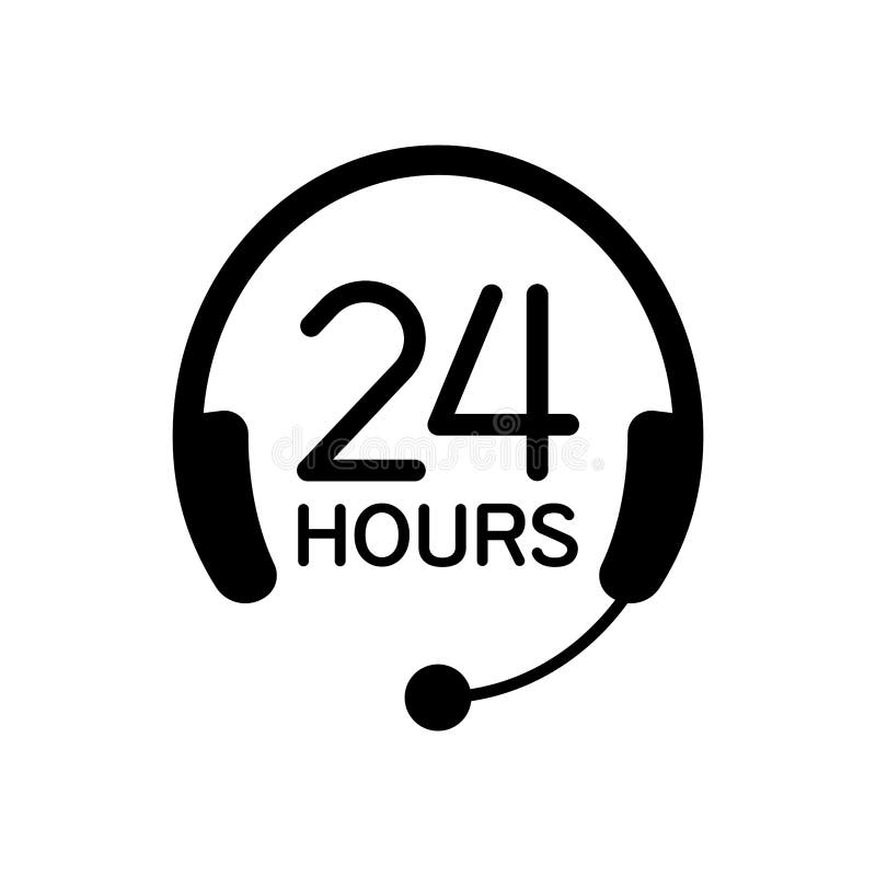 Call Center 24 Hours Icon with Headset, Operator Customer Support ...