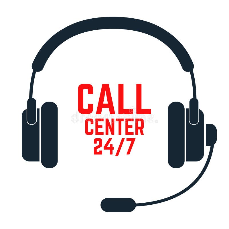 Call Center Icon. Call Center 24. Headphones with Microphone Stock ...