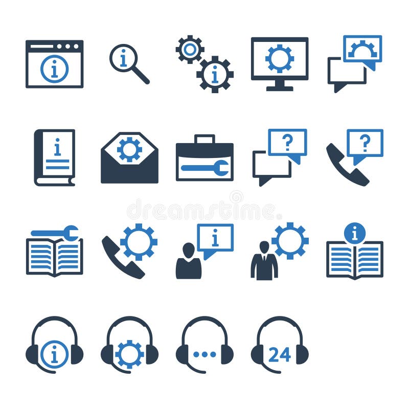 Call Center Icon Set - Support Icon Set Stock Vector - Illustration of ...