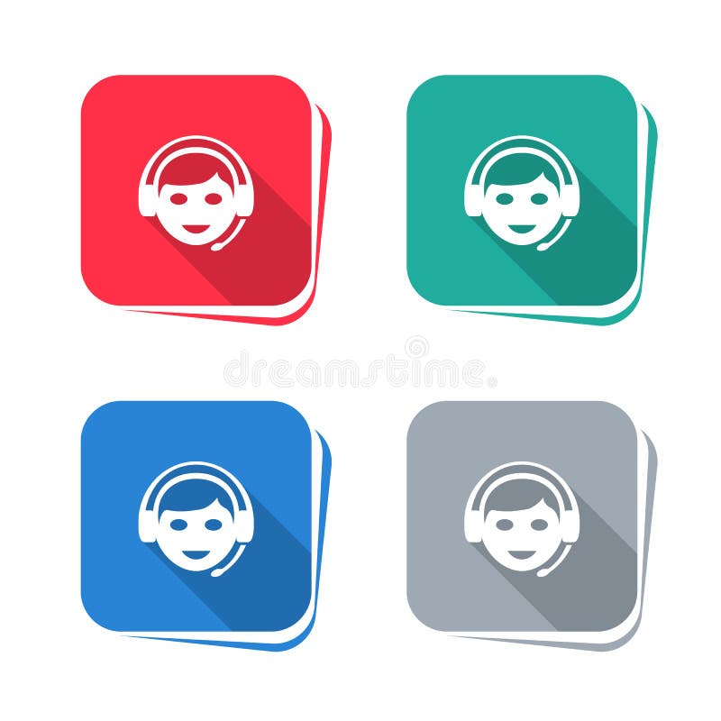 Call Center Icon on Square Button Stock Vector - Illustration of color ...