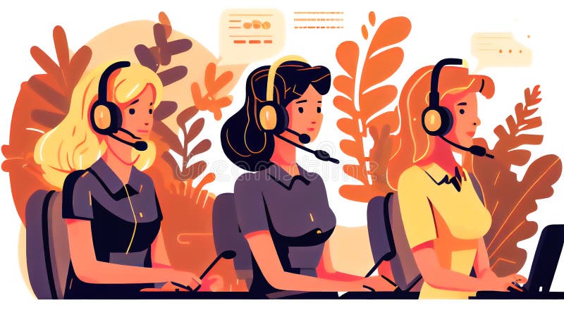 Call Center Illustration. Generative AI Stock Illustration ...