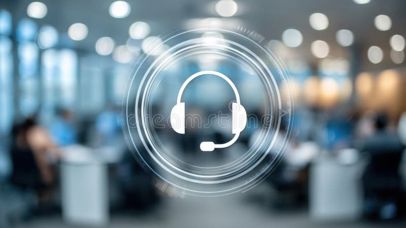 Call Center Interface Screen Showing Blurred Background with Focus on ...