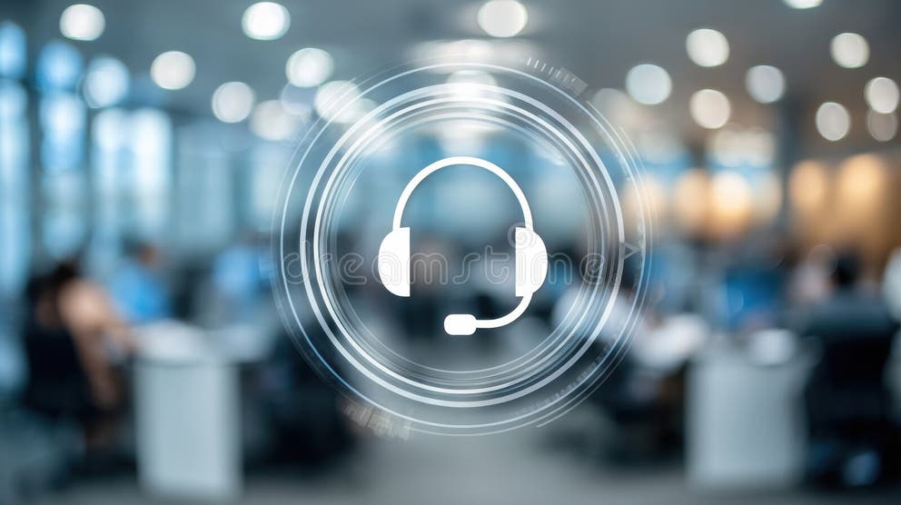 Call Center Interface Screen Showing Blurred Background with Focus on ...