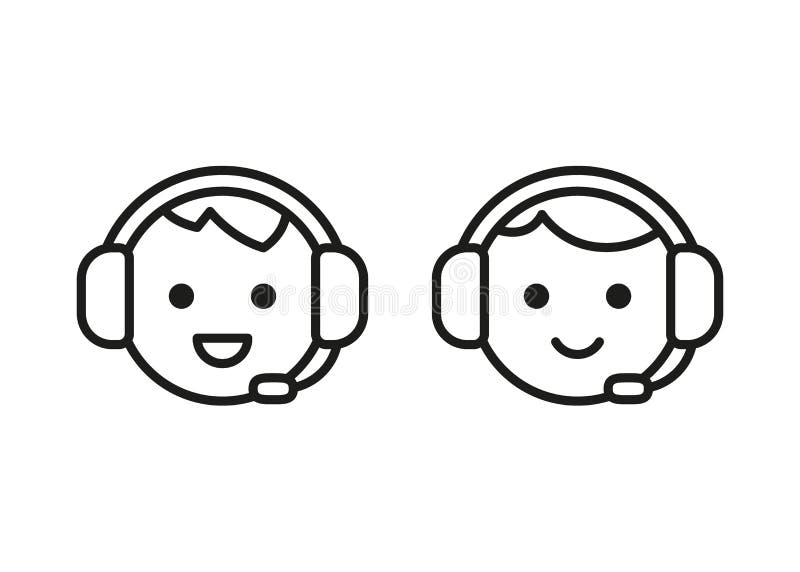 Call Center Line Art Icon, Customer Support Help Service Symbol. Face ...